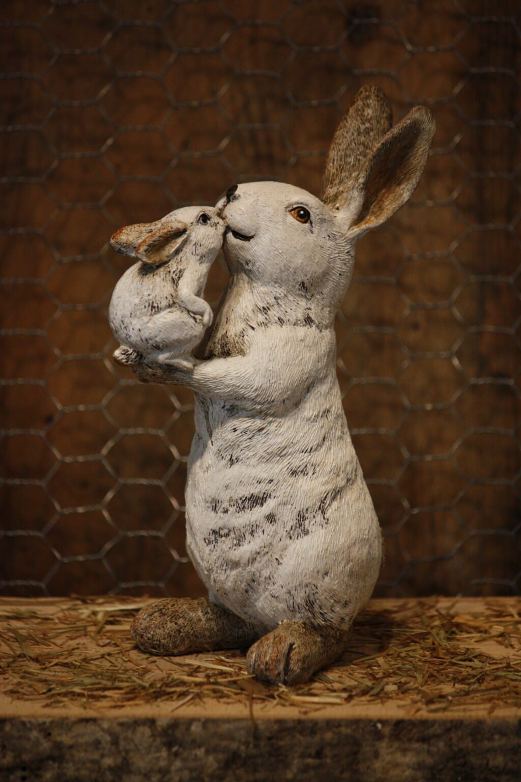 Personnage de Pâques - La lapine et son petit lapereau - Boiseline
