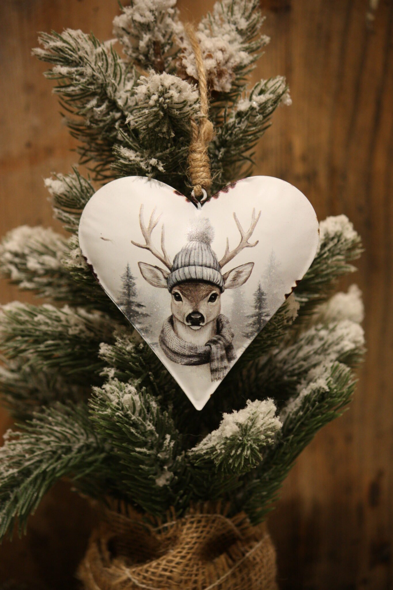 Suspension de Noël - Mon coeur avec un cerf - Boiseline