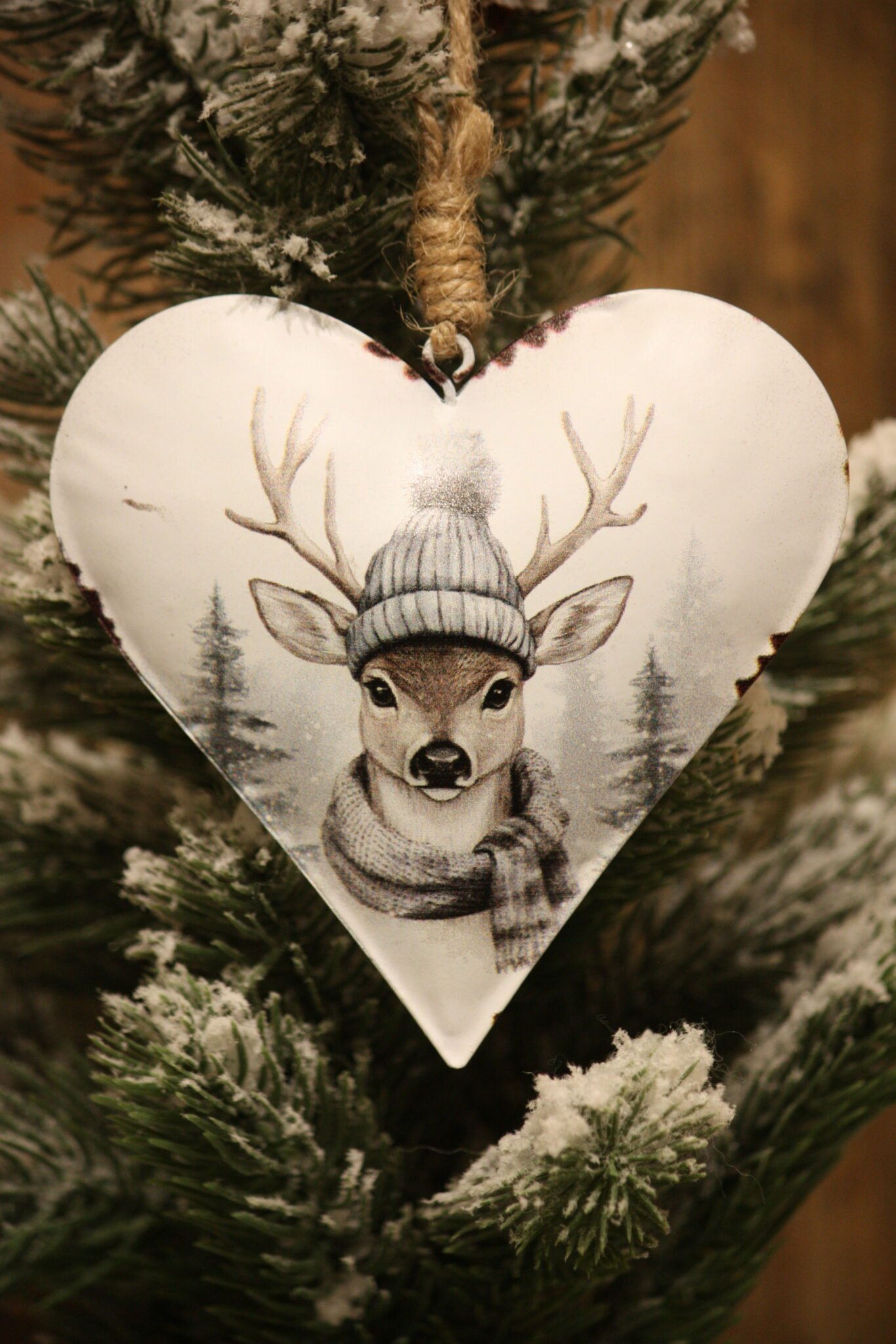 Suspension de Noël - Mon coeur avec un cerf - Boiseline