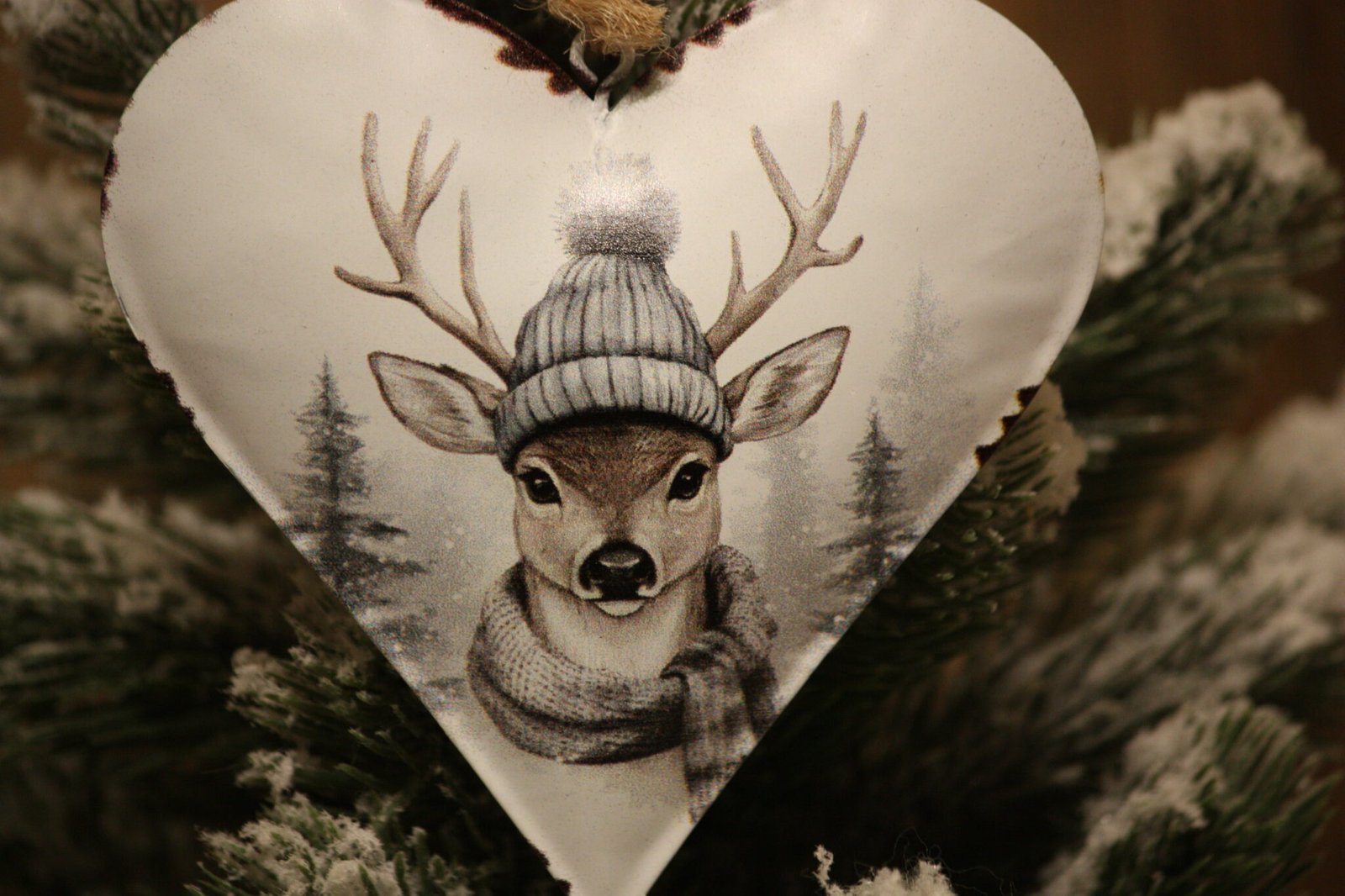 Suspension de Noël - Mon coeur avec un cerf - Boiseline